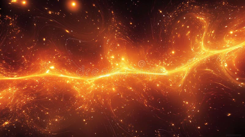 Abstract Orange and Yellow Energy Burst with Sparkles Stock ...