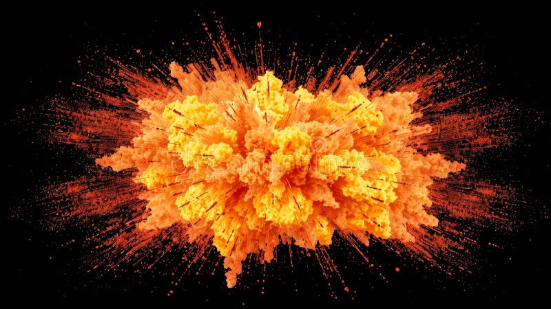 Abstract Orange and Yellow Explosion on a Black Background Stock ...