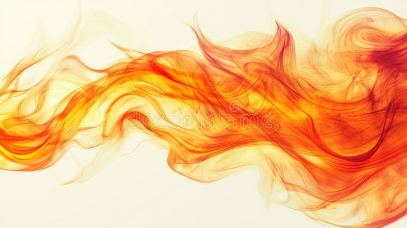 Abstract Orange and Yellow Fire Flowing on White Background Stock ...
