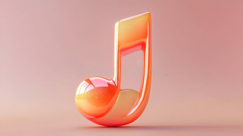 Abstract Orange and Yellow Musical Note Rendering on Peach Background ...