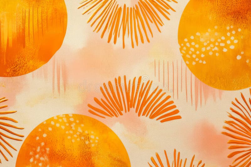 Abstract Orange and Yellow Pattern with Circular and Linear Designs on ...