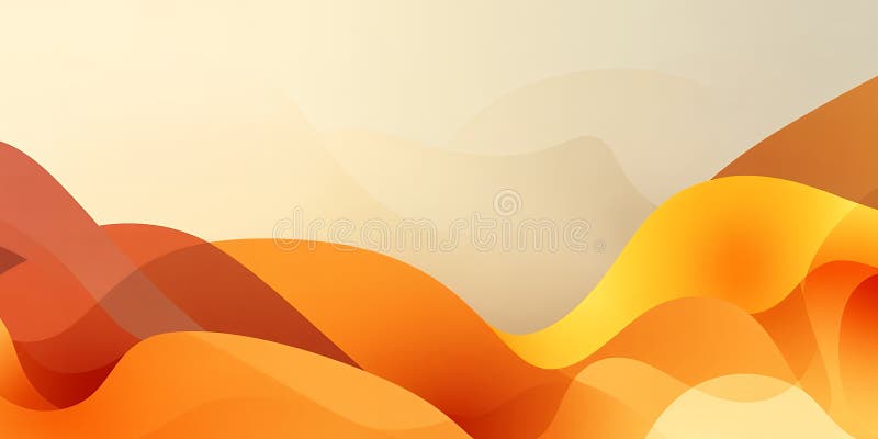Abstract Orange and Yellow Waves Against a Light Beige Background in a ...