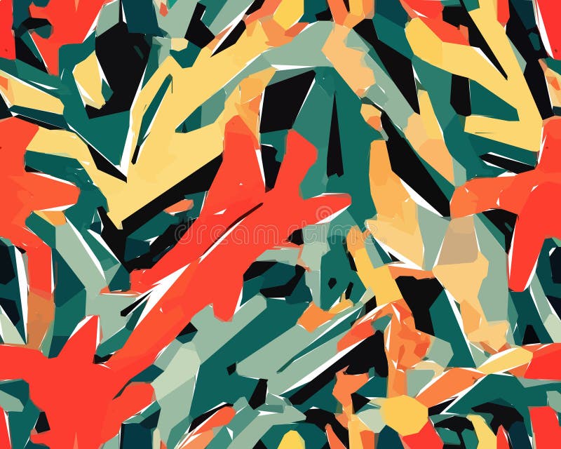 Colorful Camouflage Safari Pattern. Illustration for Fabrics, Postcards ...