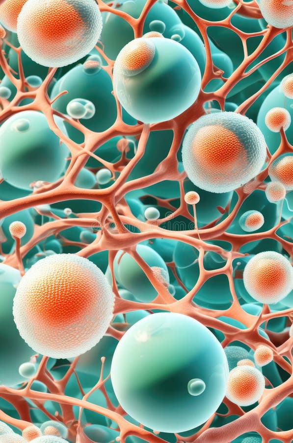 Abstract Organic Cell Structure with Textured Spheres and Network Stock ...