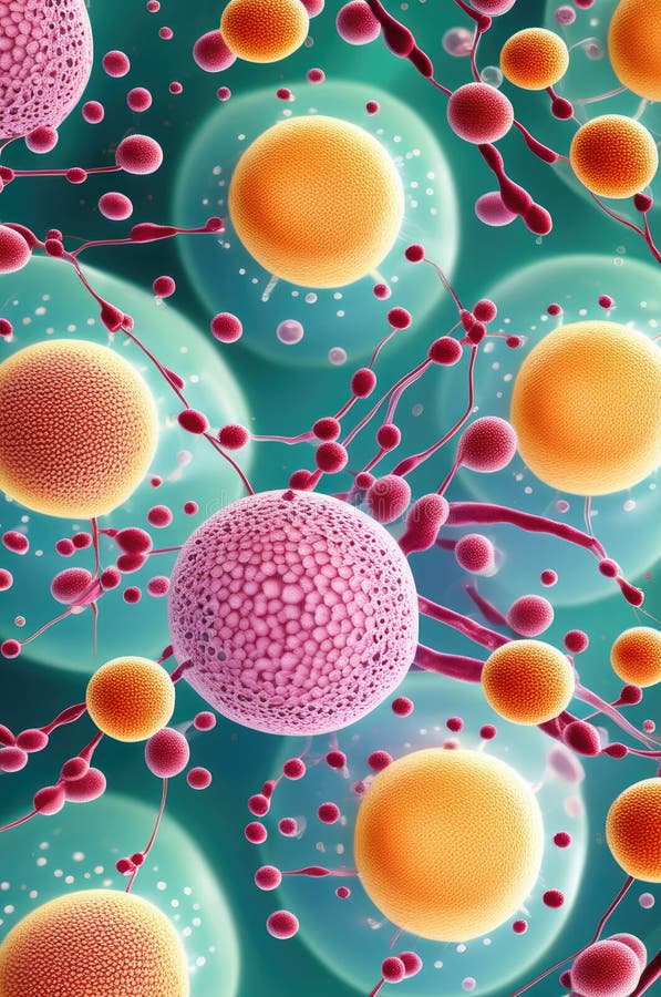 Abstract Organic Cell Structure with Textured Spheres and Network Stock ...