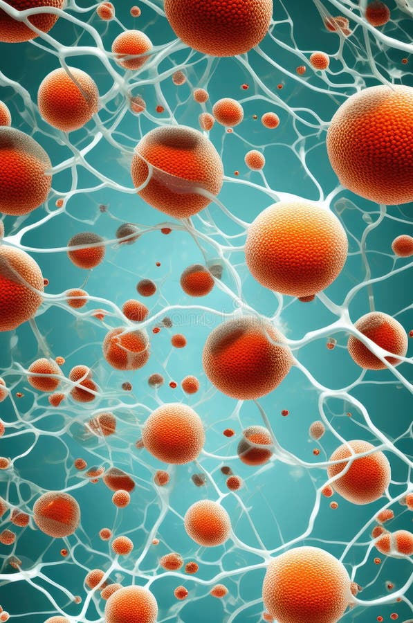 Abstract Organic Cell Structure with Textured Spheres and Network Stock ...