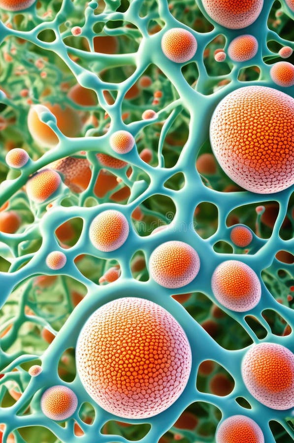 Abstract Organic Cell Structure with Textured Spheres and Network Stock ...