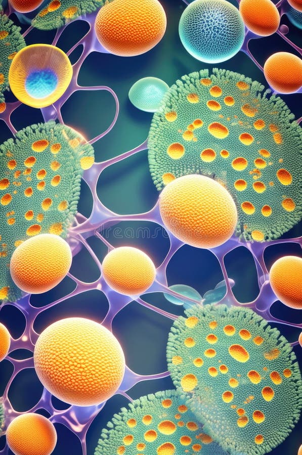 Abstract Organic Cell Structure with Textured Spheres and Network Stock ...