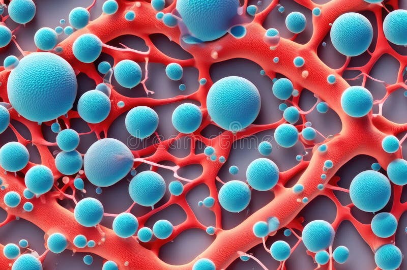 Abstract Organic Cell Structure with Textured Spheres and Network Stock ...