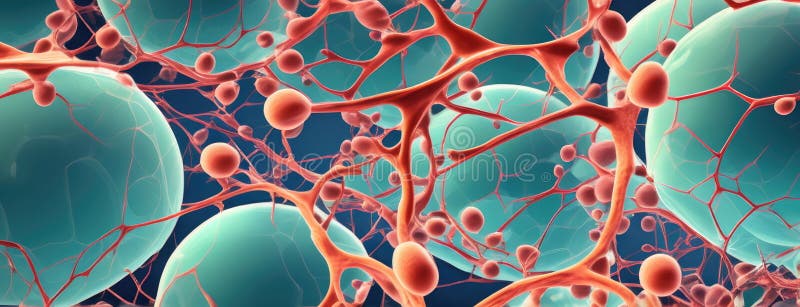 Abstract Organic Cell Structure with Textured Spheres and Network Stock ...