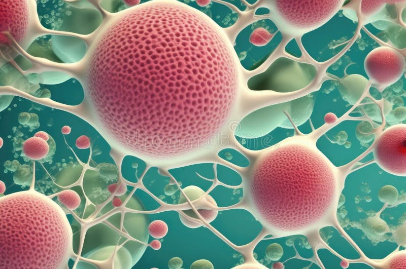 Abstract Organic Cell Structure with Textured Spheres and Network Stock ...