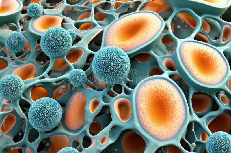 Abstract Organic Cell Structure with Textured Spheres and Network Stock ...