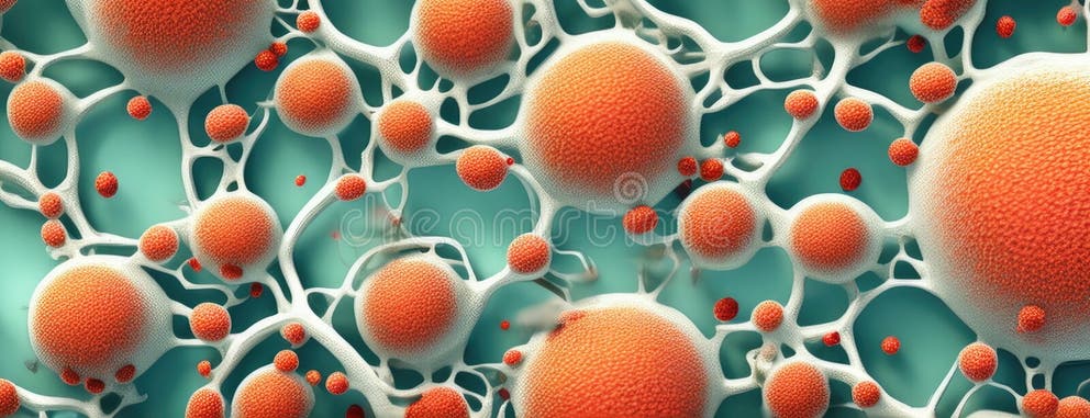 Abstract Organic Cell Structure with Textured Spheres and Network Stock ...