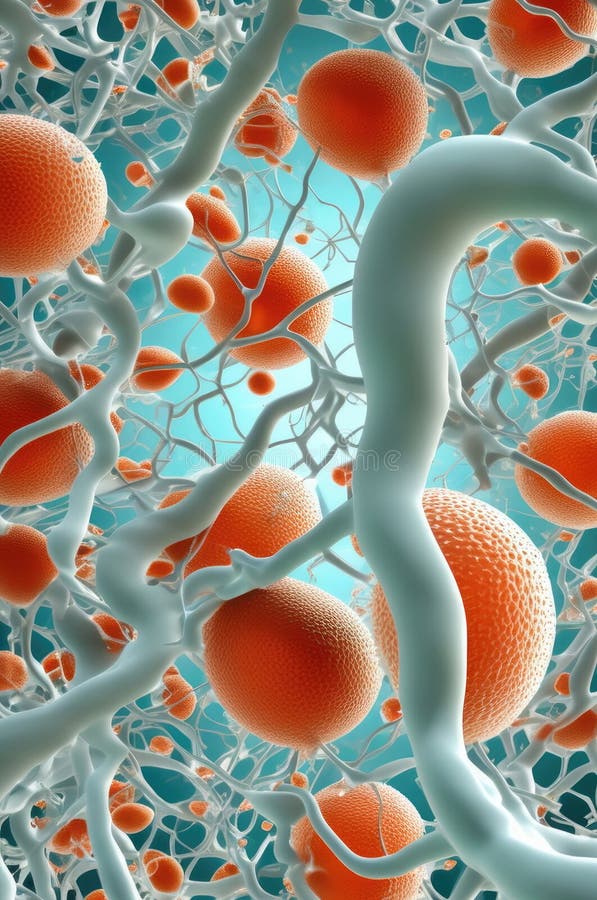 Abstract Organic Cell Structure with Textured Spheres and Network Stock ...