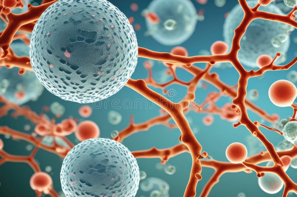 Abstract Organic Cell Structure with Textured Spheres and Network Stock ...