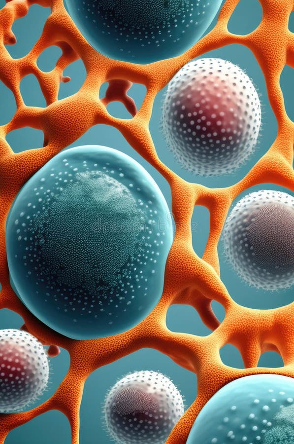 Abstract Organic Cell Structure with Textured Spheres and Network Stock ...