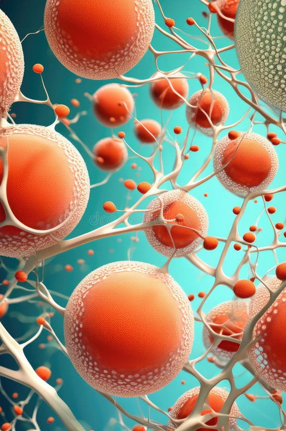 Abstract Organic Cell Structure with Textured Spheres and Network Stock ...