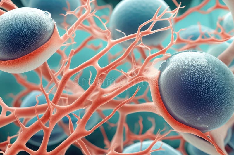 Abstract Organic Cell Structure with Textured Spheres and Network Stock ...