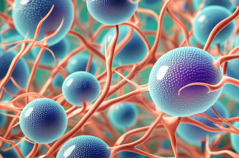 Abstract Organic Cell Structure with Textured Spheres and Network Stock ...