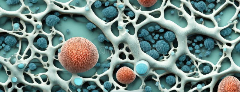 Abstract Organic Cell Structure with Textured Spheres and Network Stock ...