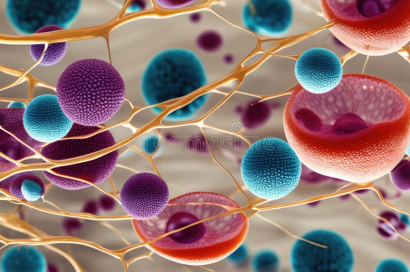 Abstract Organic Cell Structure with Textured Spheres and Network Stock ...