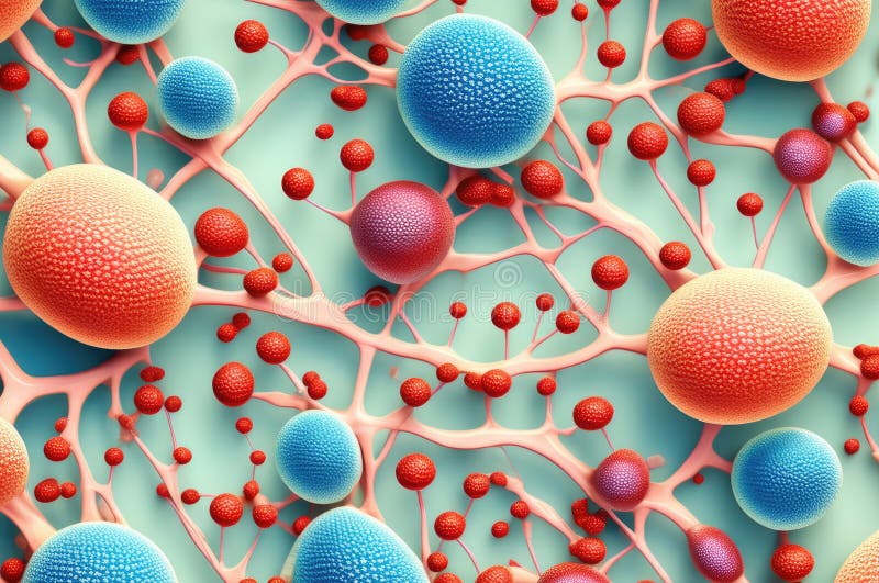 Abstract Organic Cell Structure with Textured Spheres and Network Stock ...