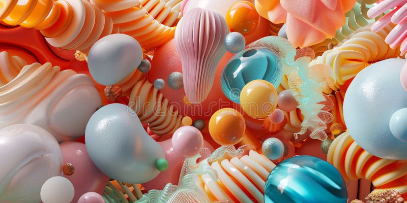 Abstract Organic 3D Render in Vibrant Colors Stock Illustration ...