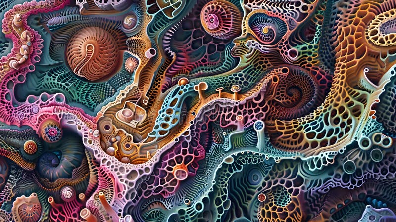 Abstract Organic Forms, a Kaleidoscope of Intricate, Colorful, and ...