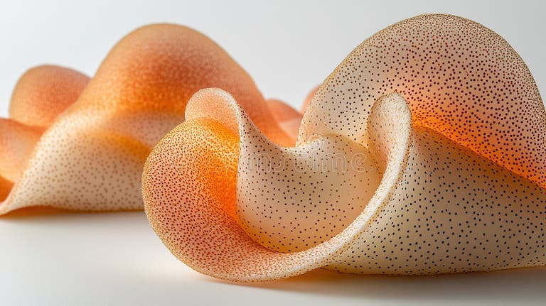 Abstract Organic Forms in Peach and Beige, Textured with Small Dots ...