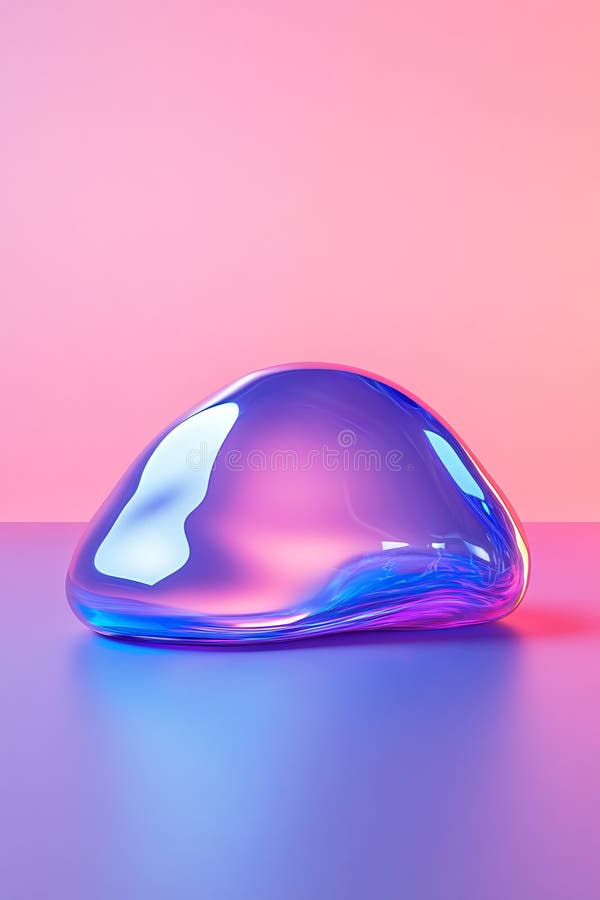 Abstract Organic Holographic Blob in Liquid Shape on a Gradient ...