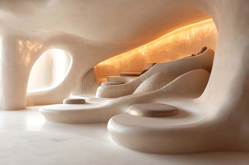 Abstract Organic Modern Interior Design Sculptural Seating & Warm ...