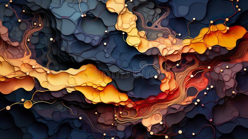 Abstract Organic Networks in Blue and Orange Stock Image - Image of ...