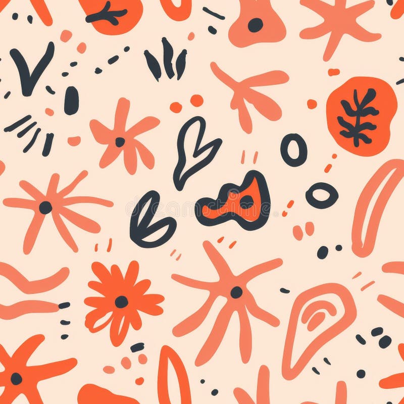 Abstract Organic Shapes and Doodles in Warm Tones Pattern Stock Image ...