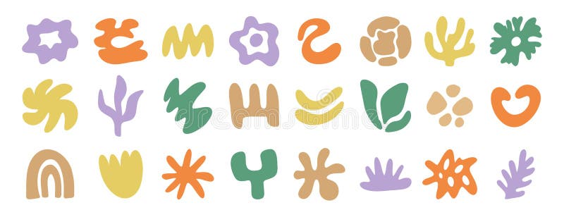 Abstract Organic Shapes Kit Set, Irregular Hand Drawn Doodle Organic ...