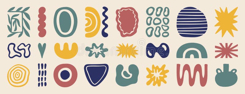 Abstract Organic Shapes Set with Smooth Flowing Forms, Hand Drawn Stock ...