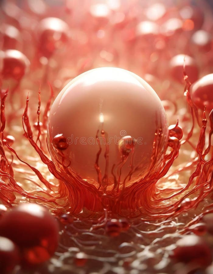 Abstract Organic Sphere Surrounded by Fluid Structures Stock Photo ...