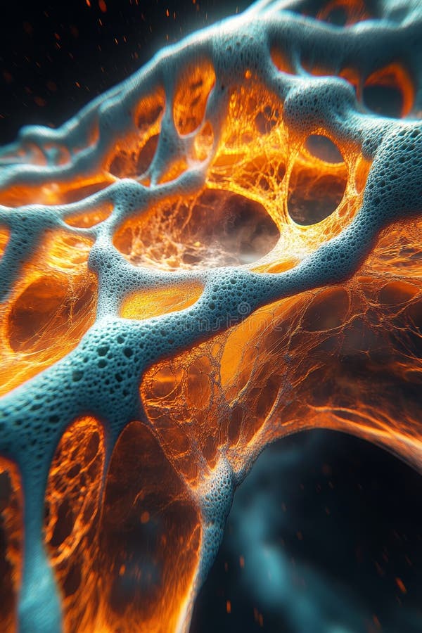 Abstract Organic Structure with Glowing Orange Interior and Textured ...