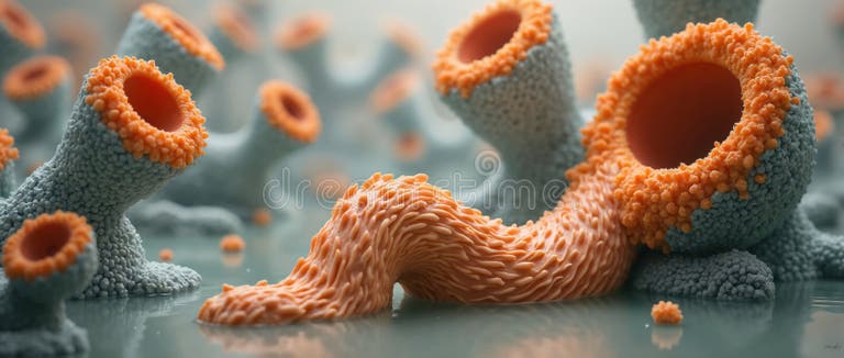 Abstract Organic Structures with Orange and Blue Textures Stock ...