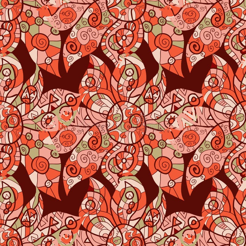 Abstract Oriental Endless Wallpaper in Red Color Stock Vector ...