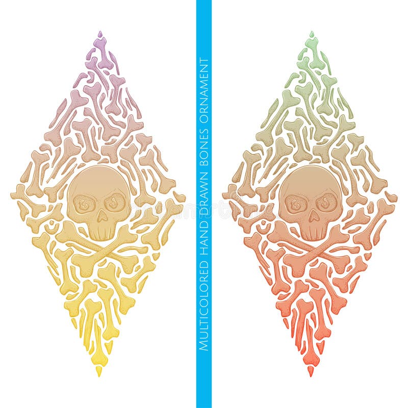 Abstract Ornament of Bones Multicolored Stock Vector - Illustration of ...