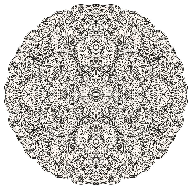 Round Mandala Pattern with Hand-drawn Decorative Elements. Stock Vector ...