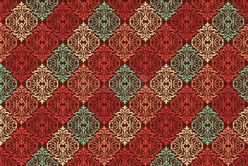 Abstract Ornamental Damask Retro Seamless Pattern Stock Vector ...