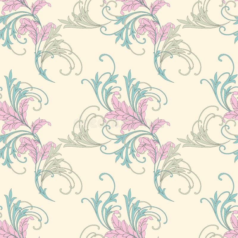 Abstract Ornamental Flower Seamless Pattern on Cream Background Stock ...