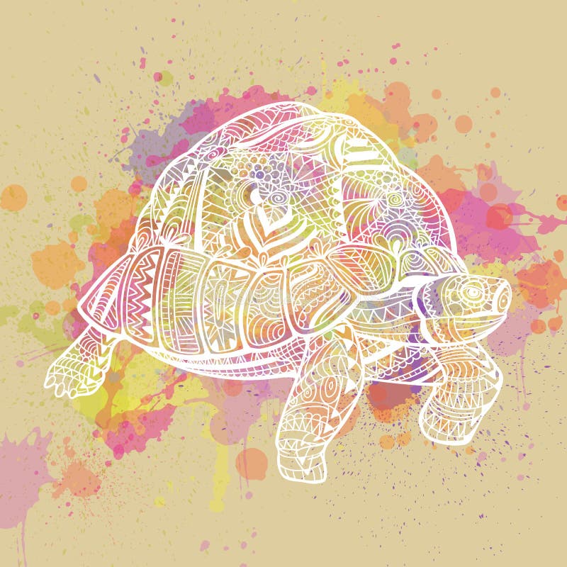 Abstract Ornamental Turtle stock illustration. Illustration of book ...