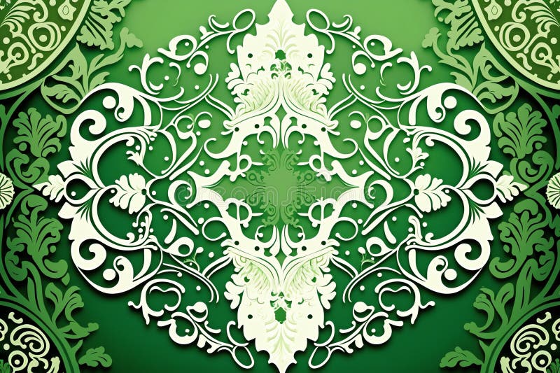 Abstract Ornate Green and White Color Background. Patterned Color ...