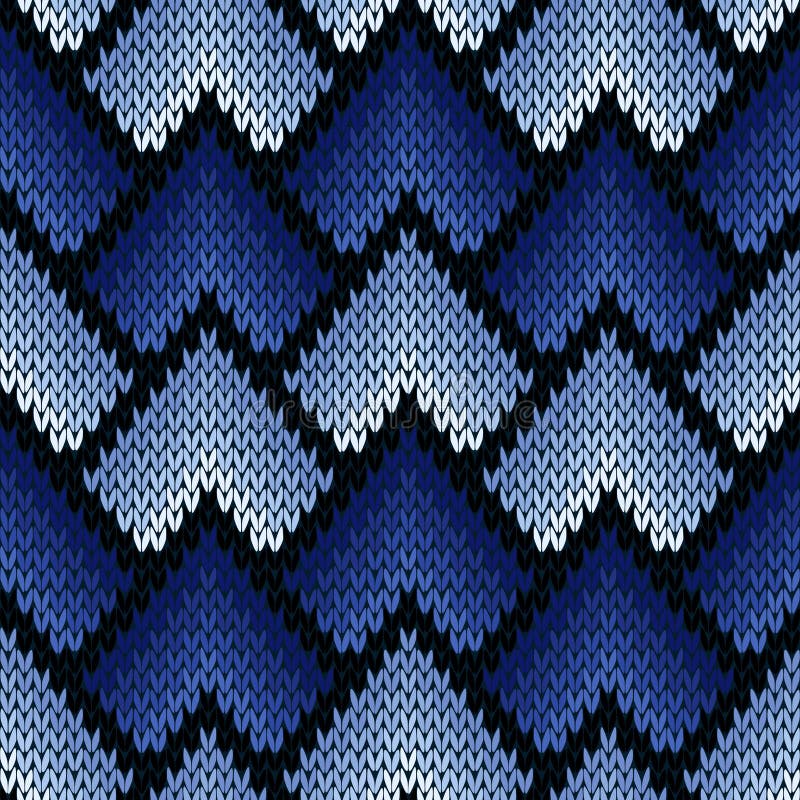 Abstract Ornate Knitting Seamless Pattern in Blue Hues Stock Vector ...