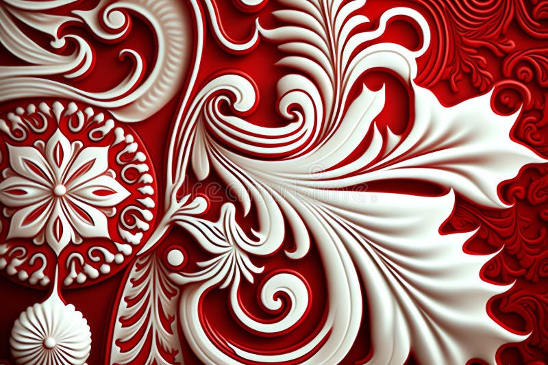 Abstract Ornate Red and White Color Background. Patterned Color ...