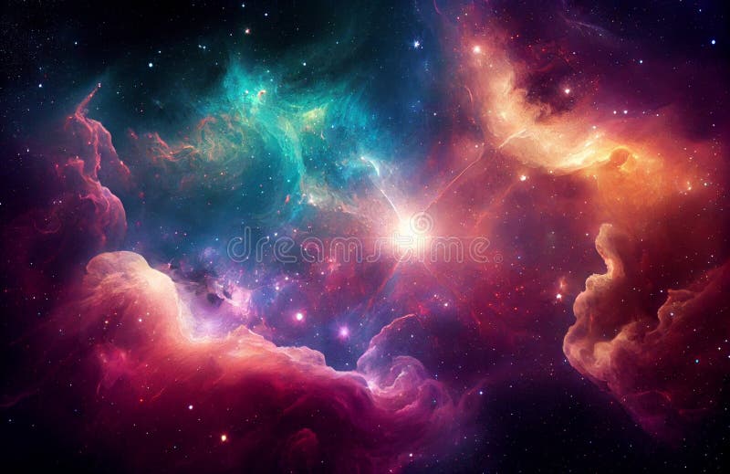 Abstract Outer Space Endless Nebula Galaxy Background, Ai Generative ...