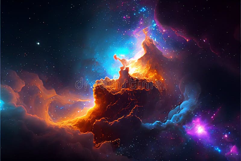 Abstract Outer Space Endless Nebula Galaxy Background. Generative Ai ...