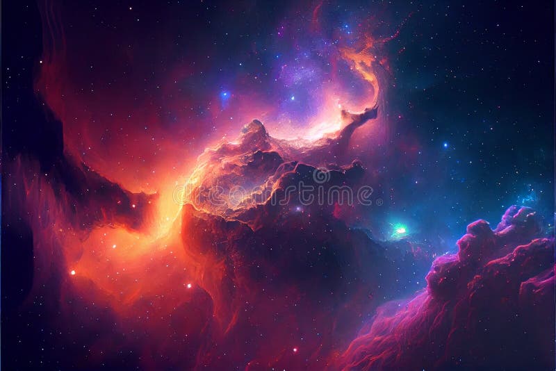 Abstract Outer Space Endless Nebula Galaxy Background. Generative Ai ...